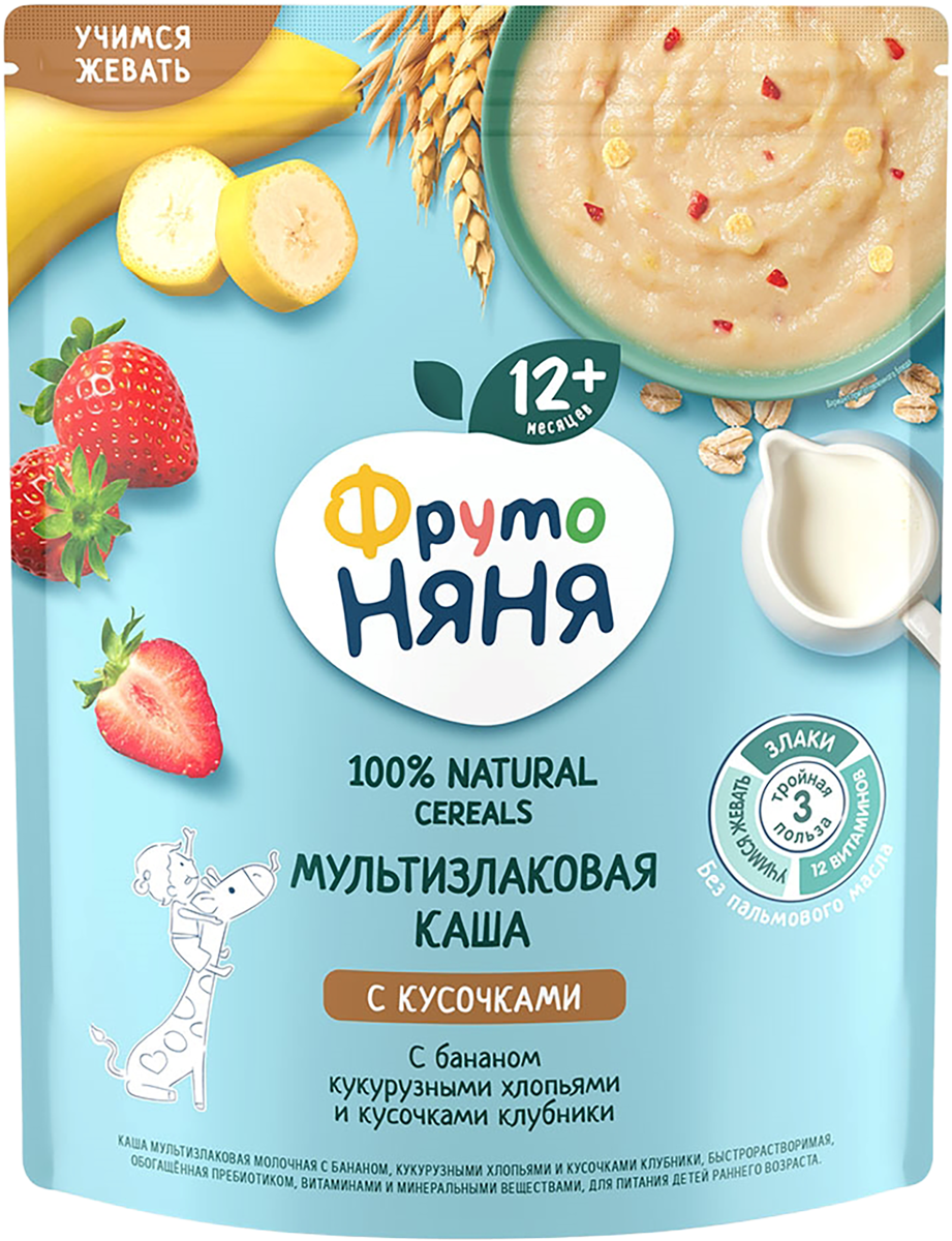 Каша с 12 мес с молоком Фрутоняня мультизлак банан хлопья Прогресс м/у ...